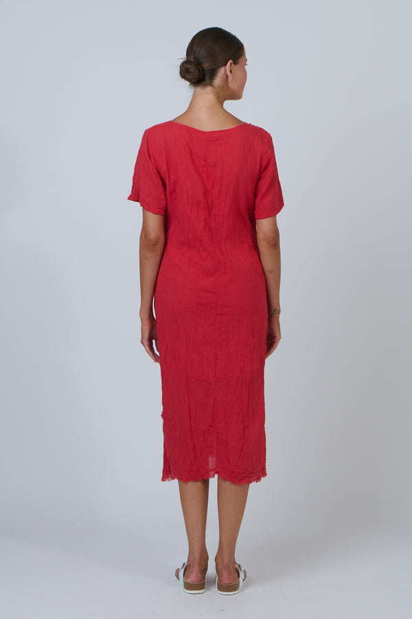 Diagonal Ruffle Midi Dress in Chilli Red by Namastai - Kindred Spirit ...